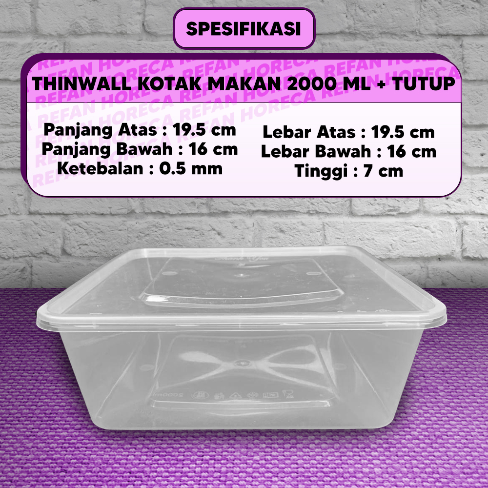 Jual Thinwall Square Kotak Makan Plastik Persegi Semua Ukuran Isi 25