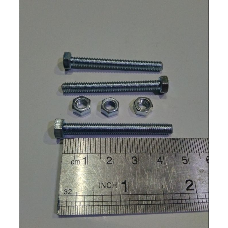 Jual Baut + mur putih BMP m5 x 45 mm galvanis ( kunci 8 ) | Shopee Indonesia