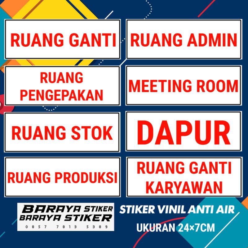 Jual Stiker Sign Tulisan Ruang produksi/admin/stok stiker sign kantor ...