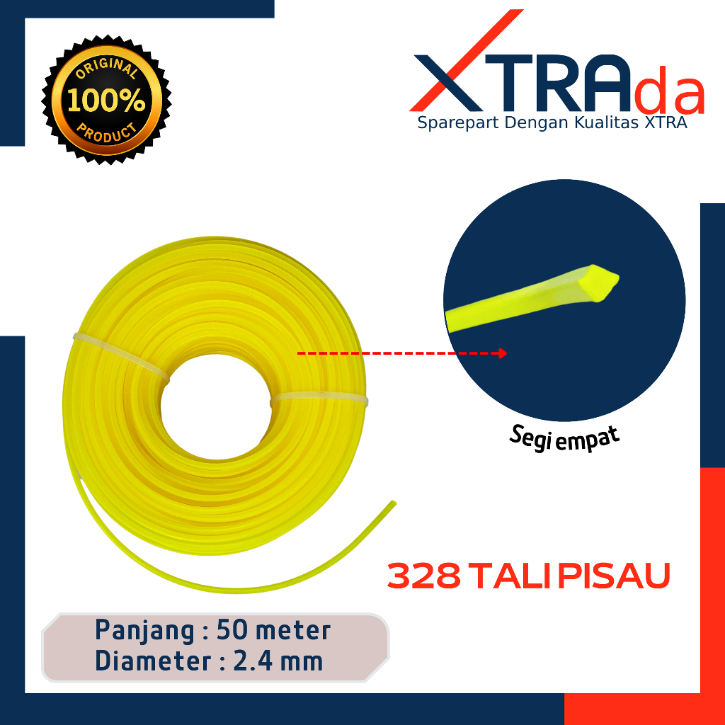 Jual Trimmer Line 50m Tali Senar Nylon Cutter Mesin Potong Rumput Brush ...