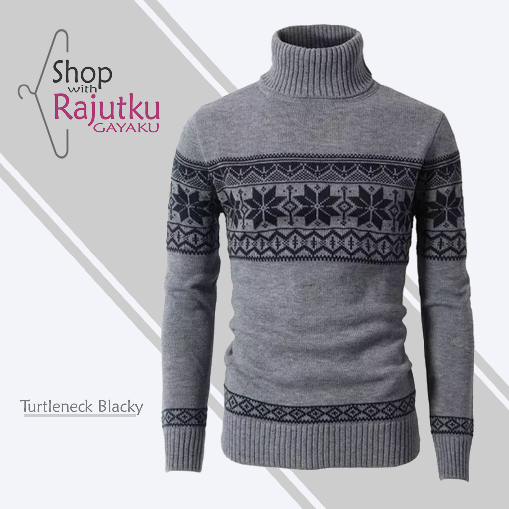Jual Sweater Rajut Kerah Tinggi Pria Keren Terbaru 2023 Tebal Sweter ...