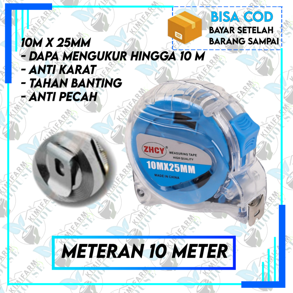 Jual Meteran 10 meter anti karat Pengukur transparan Meteran tukang ...