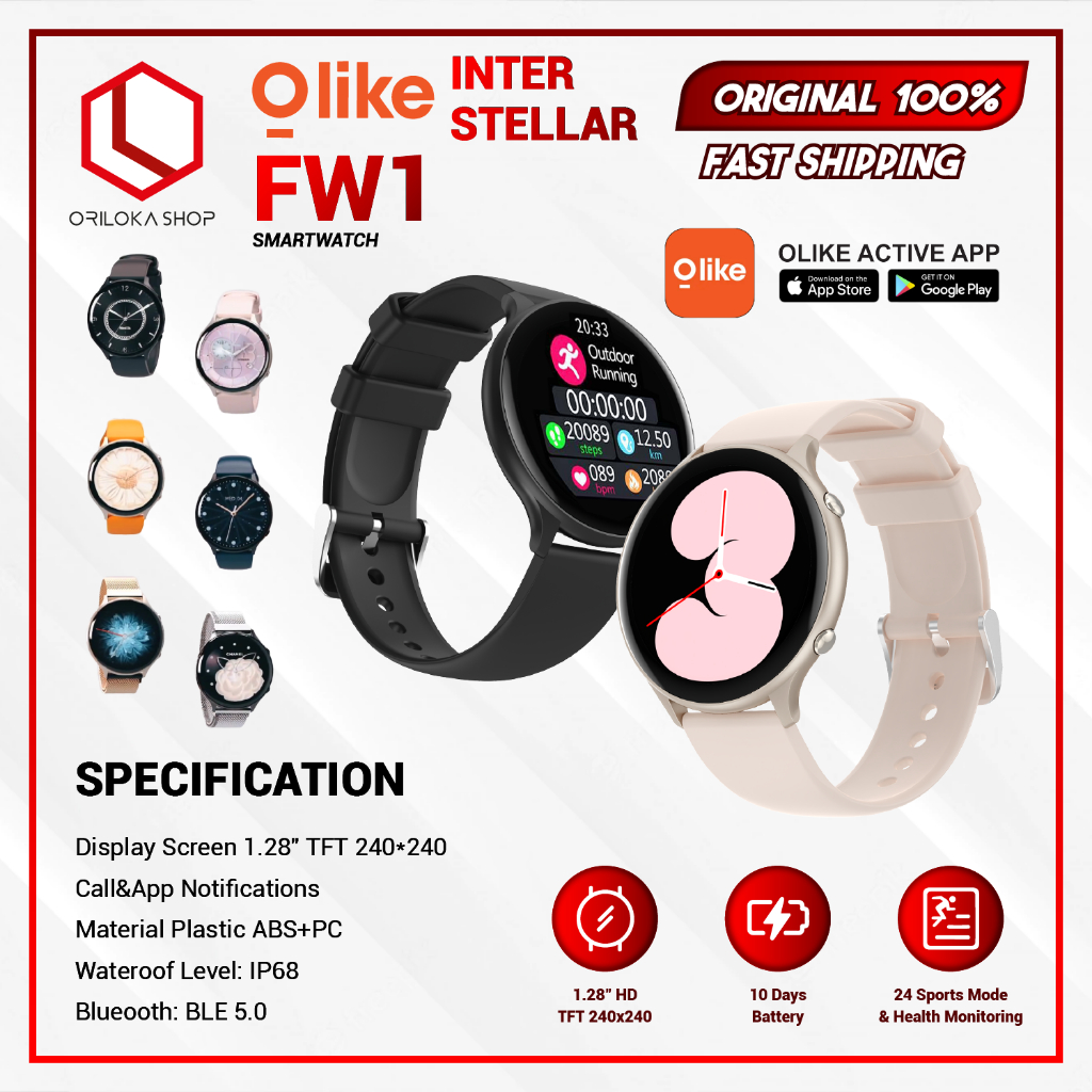 Jual Olike FW1 Smartwatch Interstellar Waterproof IP68 Bluetooth 5.0 ...