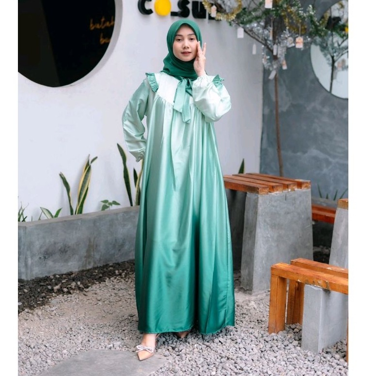 Jual DRESS ARMANY SILK ARSILA MOTIF GRADASI MEWAH FLOWLY GAMIS PESTA ...