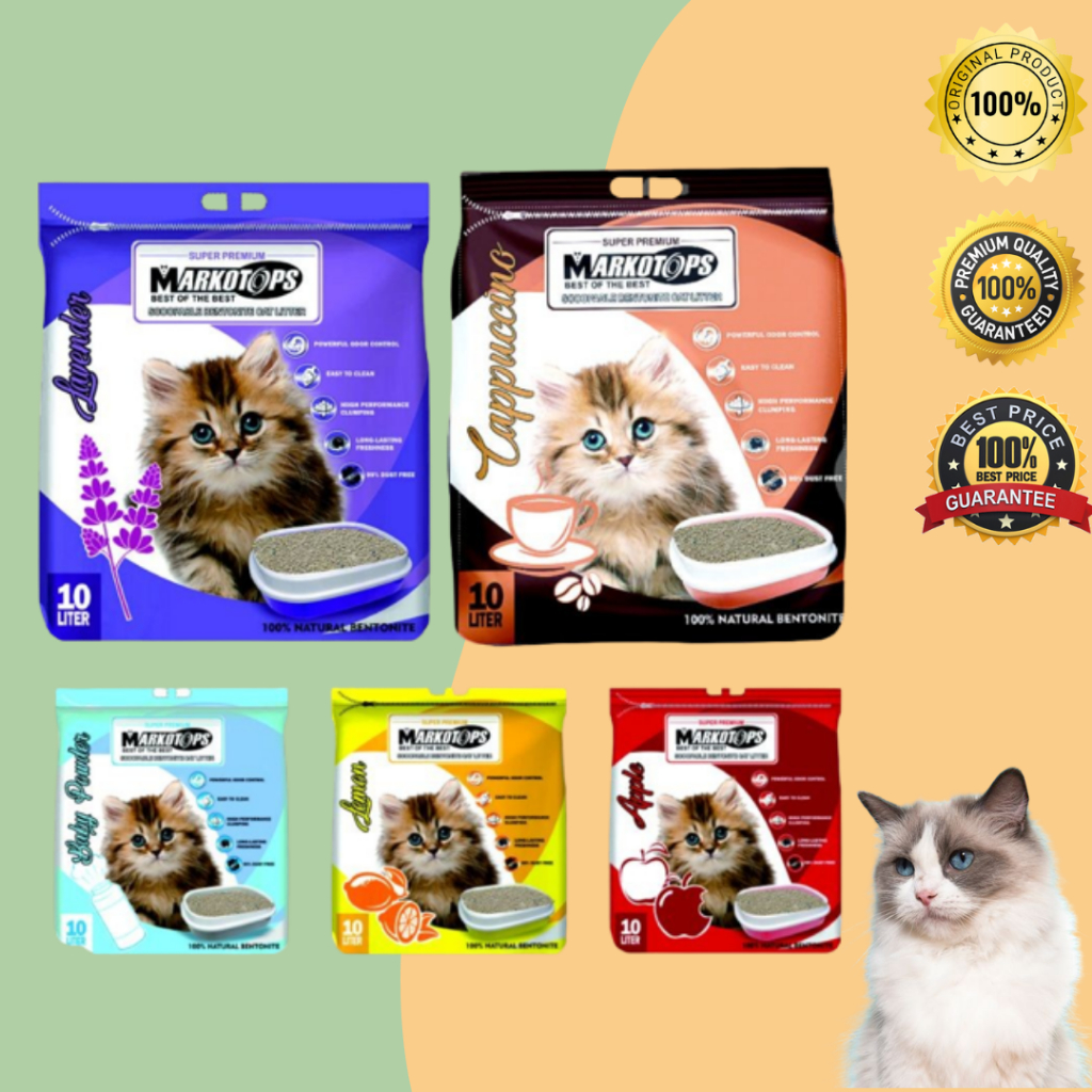 Jual Pasir Kucing MARKOTOP gumpal wangi aroma segar banyak varian cat ...
