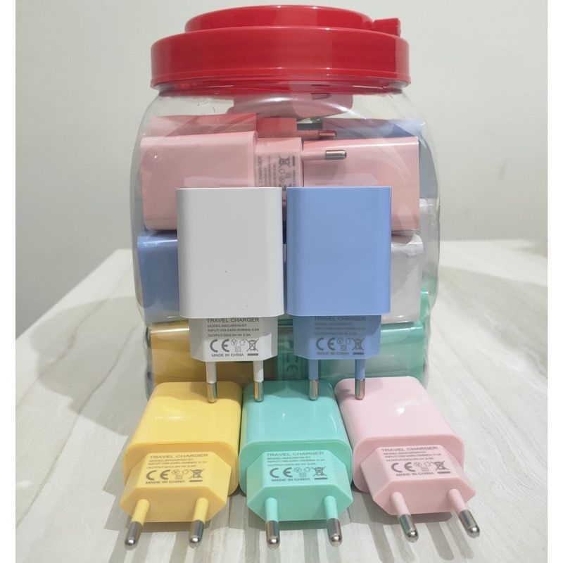 Jual Macaron Adaptor Charger Batok charger Macaron warna warni | Shopee ...