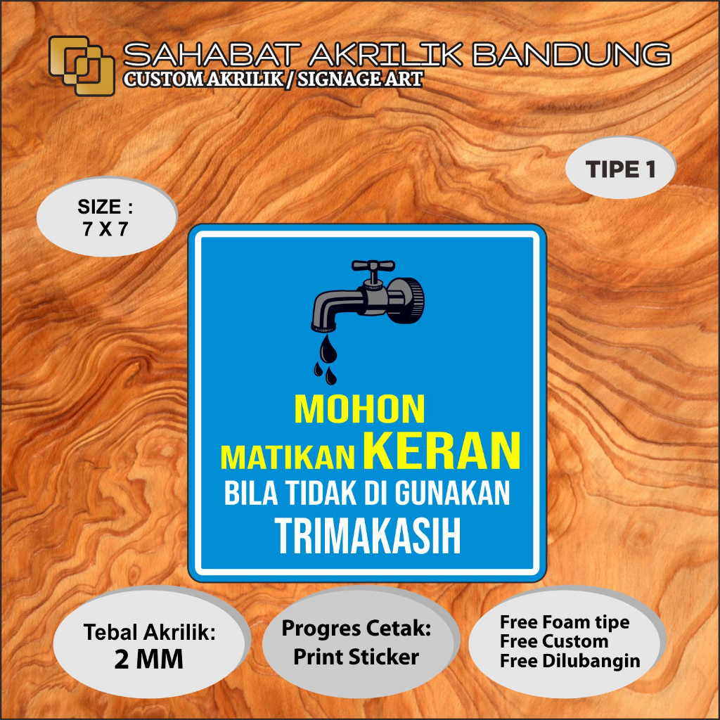 Jual AKRILIK CUSTOM HEMAT AIR MATIKAN KERAN TIPE 1 | Shopee Indonesia