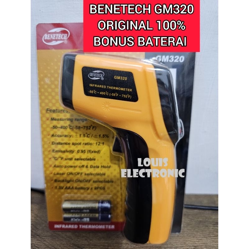 Jual Thermometer Thermogun Infrared BENETECH GM320 ORIGINAL Thermogun ...