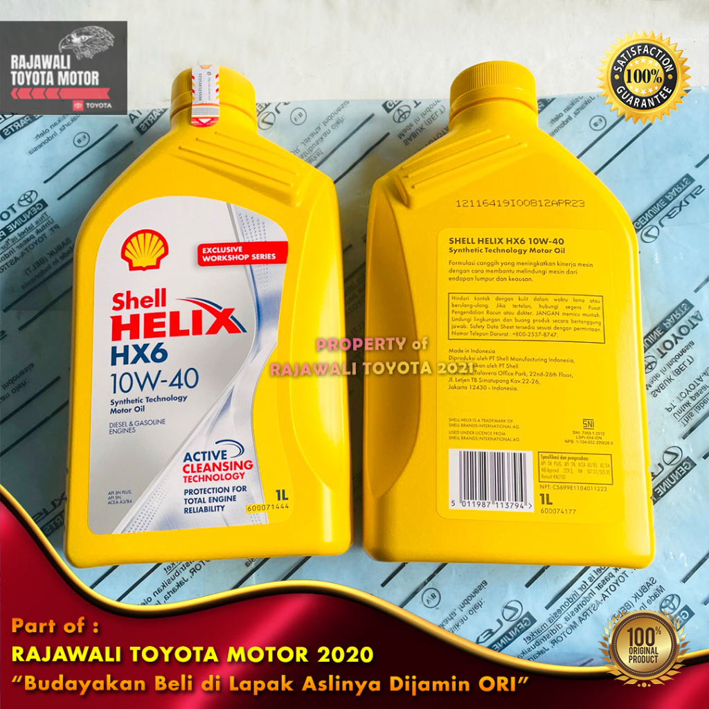 Jual Oli Shell Helix HX6 10W-40 Pelumas Synthetic 10W40 1L Diesel ...
