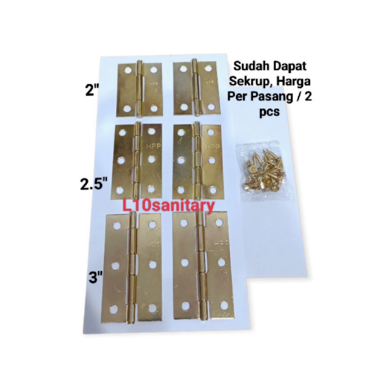 Jual 1KOTAK 12PSG 3" / Engsel Tipis KUNING GOLD EMAS / Engsel Tipis ...