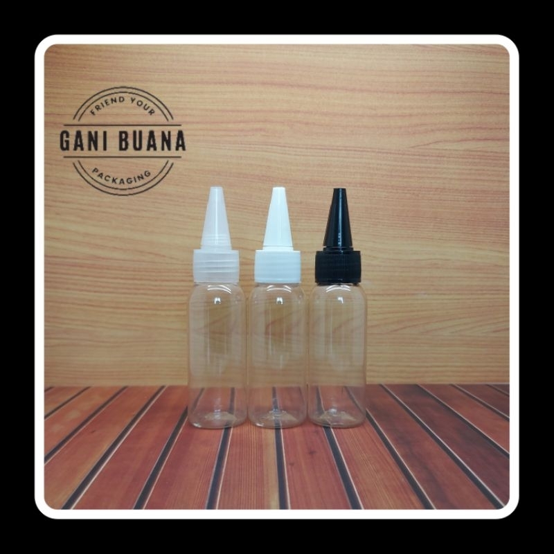 Jual BOTOL KERUCUT 60ML NATURAL TUTUP VARIAN WARNA/BOTOL TINTA 60ML ...