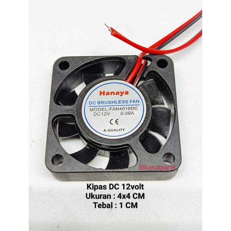 Jual Kipas dc 4x4 12v / Fan DC 12V 4x4 cm / Kipas dc 12volt 4x4 cm Tebal 1cm / Fan Cooling ...