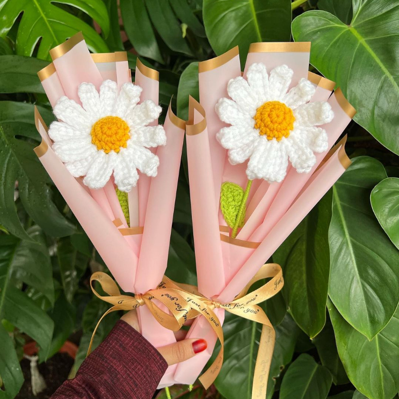 Jual Single Crochet Daisy Bouquet - Buket Bunga Daisy Rajut | Buket ...