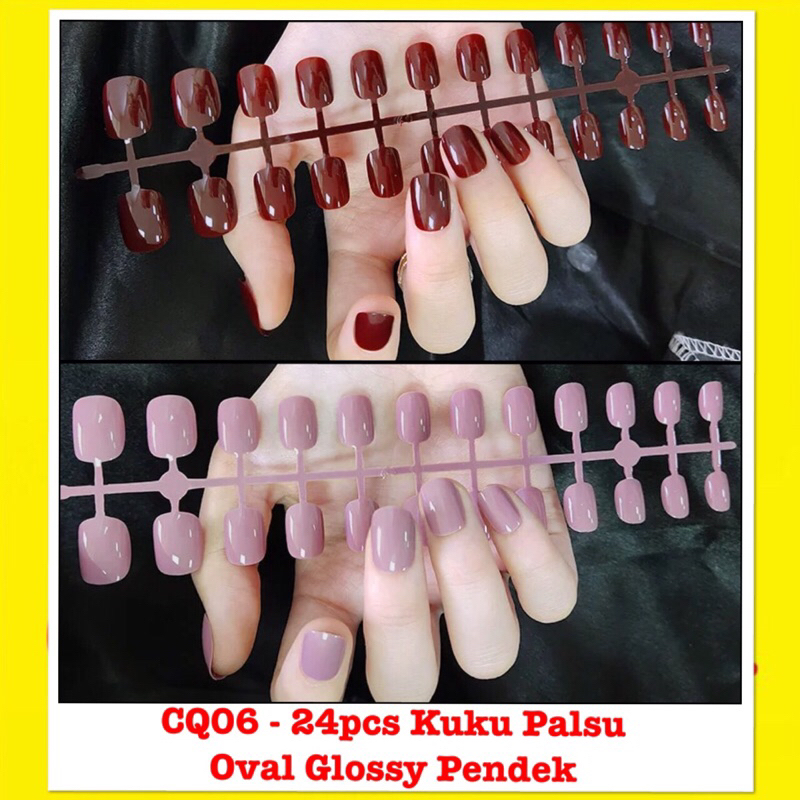 Jual CQ06 - TJP992 / 24pcs Kuku Palsu Oval Glossy Pendek / Kuku Palsu ...