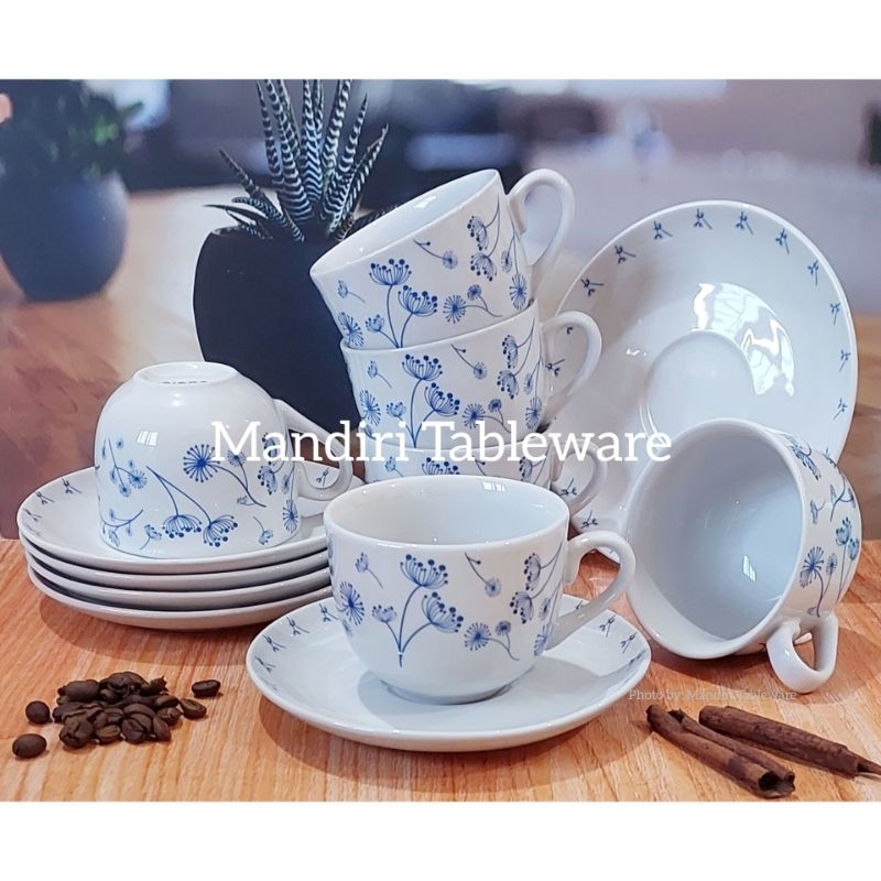 Jual 6 psg Cangkir Set Keramik | Motif Royal Blue | Cangkir Kopi ...