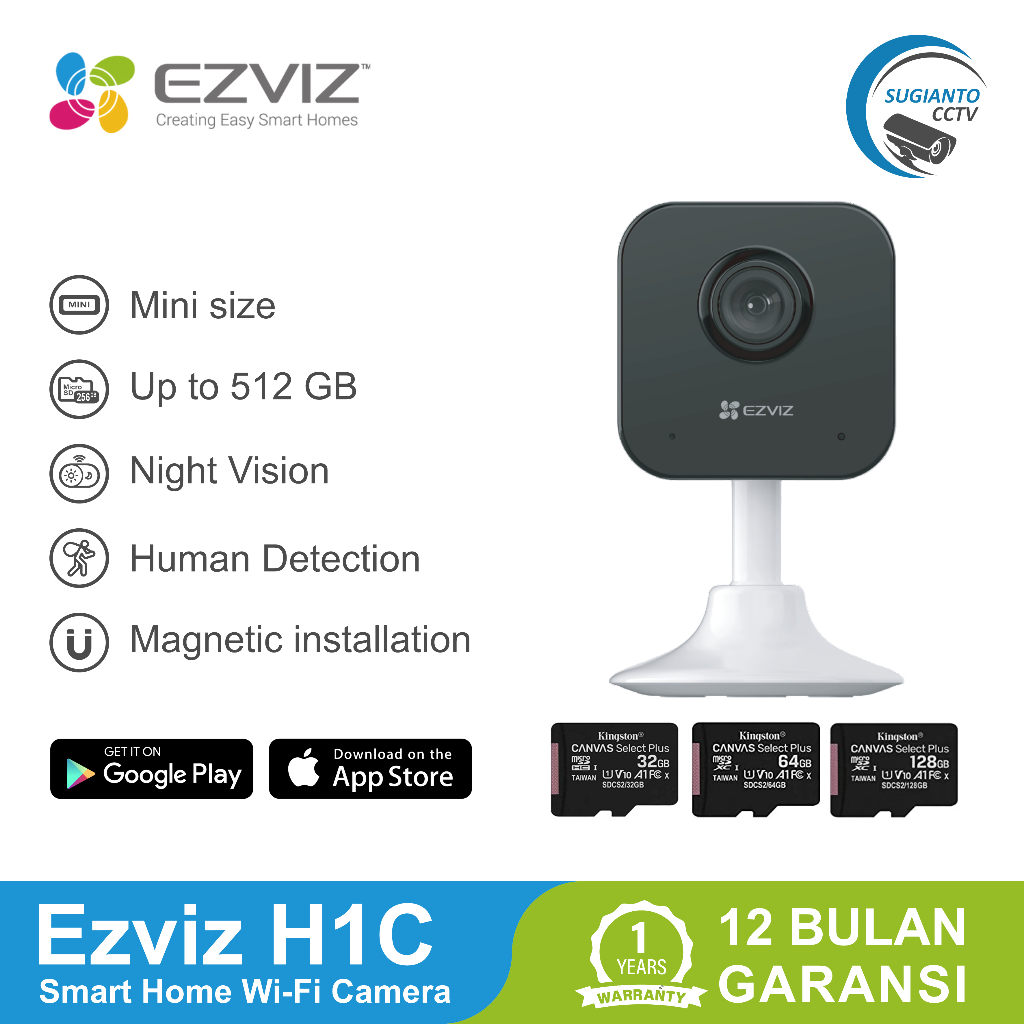 Jual CCTV Ezviz H1C 2 MP 1080P FULL HD Indoor WiFi IP Camera Infra Red ...