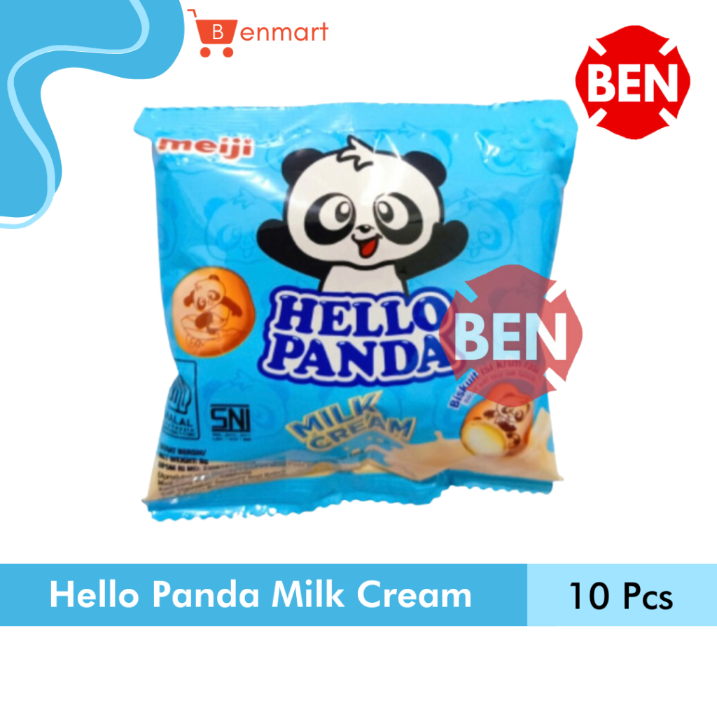 Jual Hello Panda MILK CREAM 1 Renceng 10 Sachet Biskuit Susu Biru Kecil ...