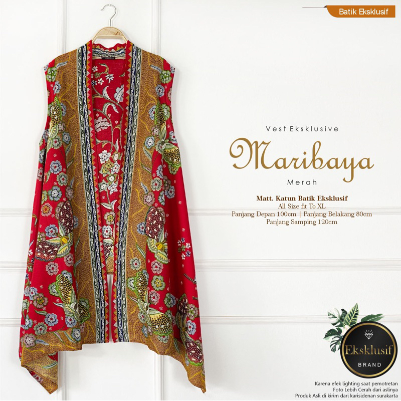 Jual Vest Batik Eksklusif Rompi Ngarsopuro Long Cardi Etnik Kardigan ...