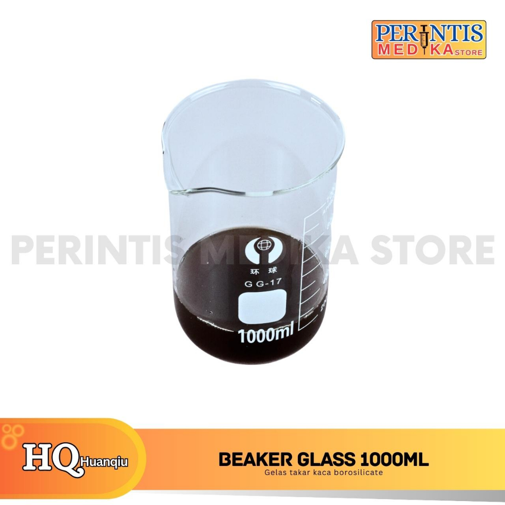 Jual HQ Huanqiu Beaker Glass 1000ml l Beaker Kaca 1000 ml Gelas Takar ...