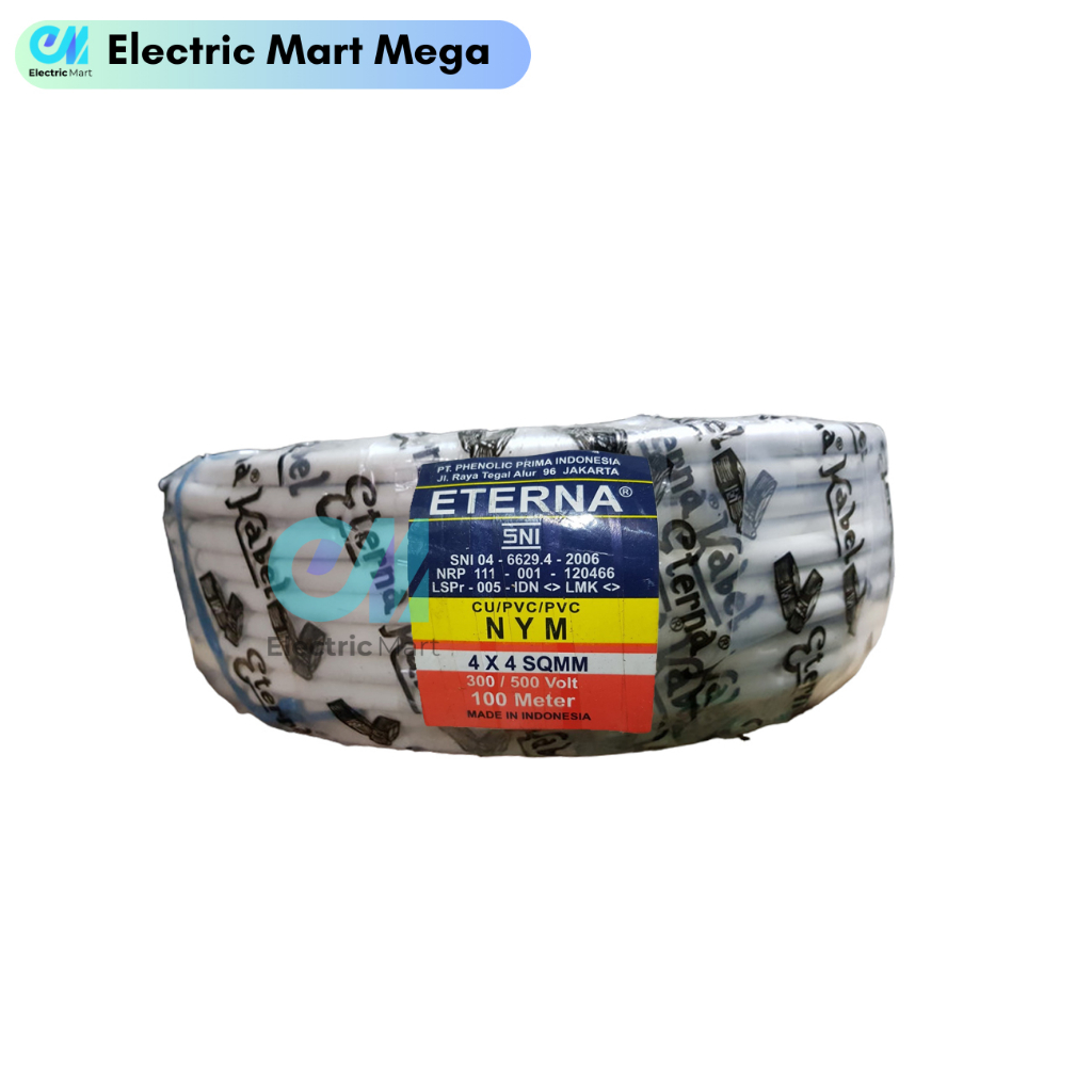 Jual Kabel Eterna NYM 4x4 Roll 100 Meter Kabel Listrik Putih 4 Tembaga ...
