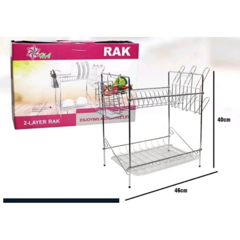 Jual RAK PIRING 2 SUSUN STAINLESS STEEL / Rak Piring 2 Tingkat Ukuran ...