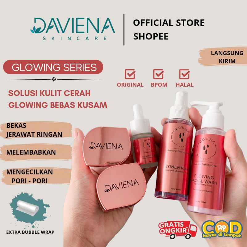 Jual (OFFICIAL STORE) GLOWING SERIES DAVIENA SKINCARE | Shopee Indonesia