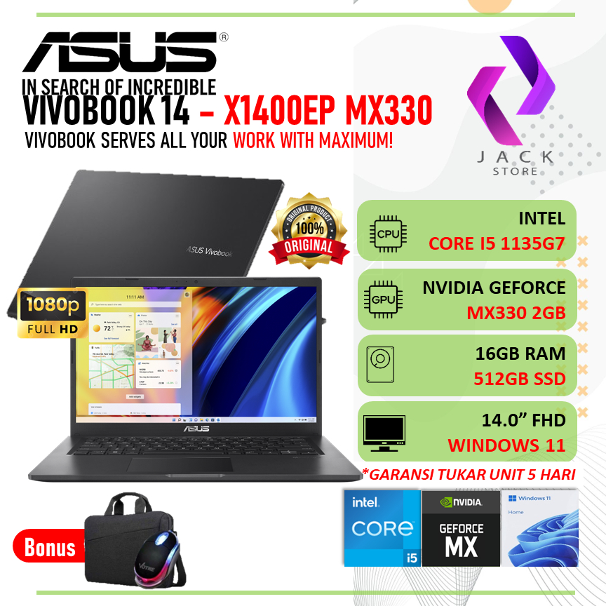 Jual Laptop Asus Vivobook 14 X1400EP MX330 Core i5 1135G7 Ram 16GB 512GB 14.0"FHD | Shopee Indonesia