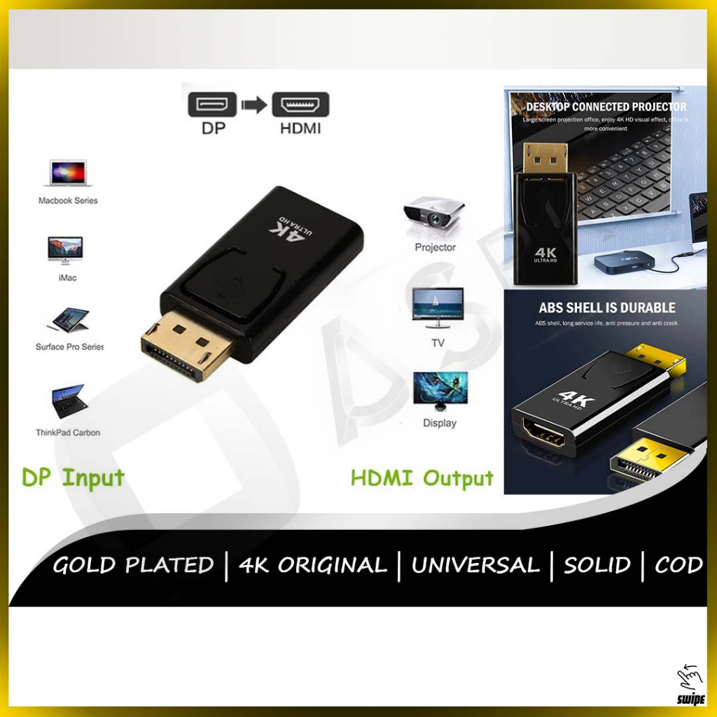 Jual Converter DP to HDMI 4K Komputer Display Port to HDMI Konektor ...