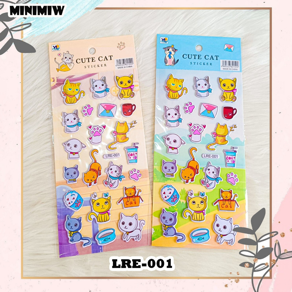 Jual STIKER TIMBUL 3D CUTE CAT LRE-001 STIKER RANDOM/STIKER KARAKTER ...