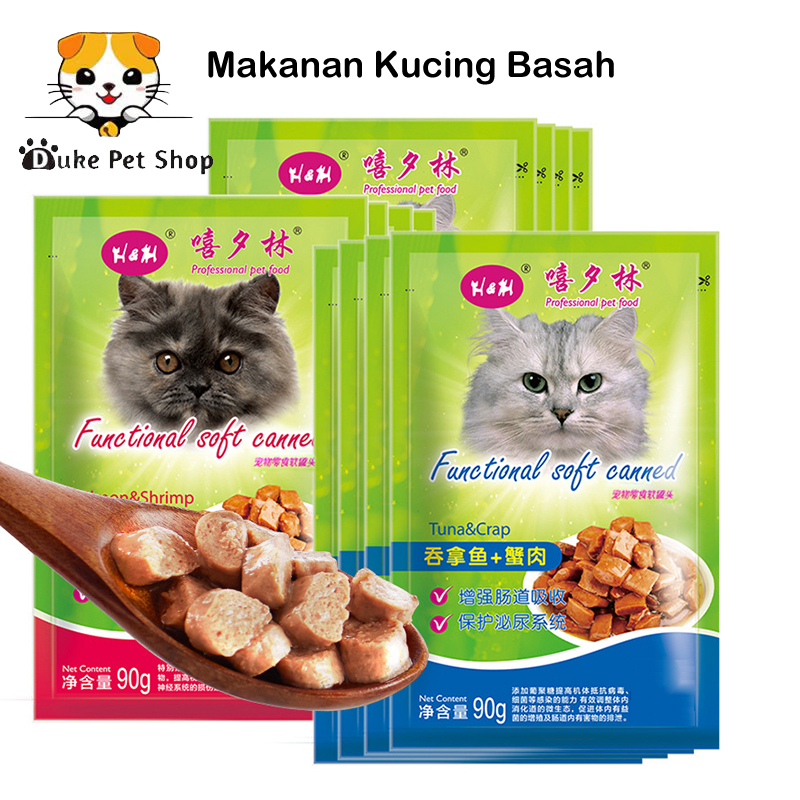 Jual 10Pcs/Set Makanan Kucing Basah 90gr Cat Wet Pouch Salmon Ikan Tuna ...