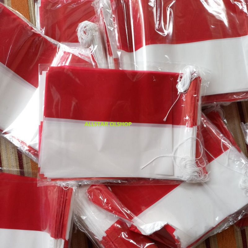 Jual (5 MTR)MURAH BENDERA PLASTIK MERAH PUTIH TALI/BENDERA TALI MERAH ...