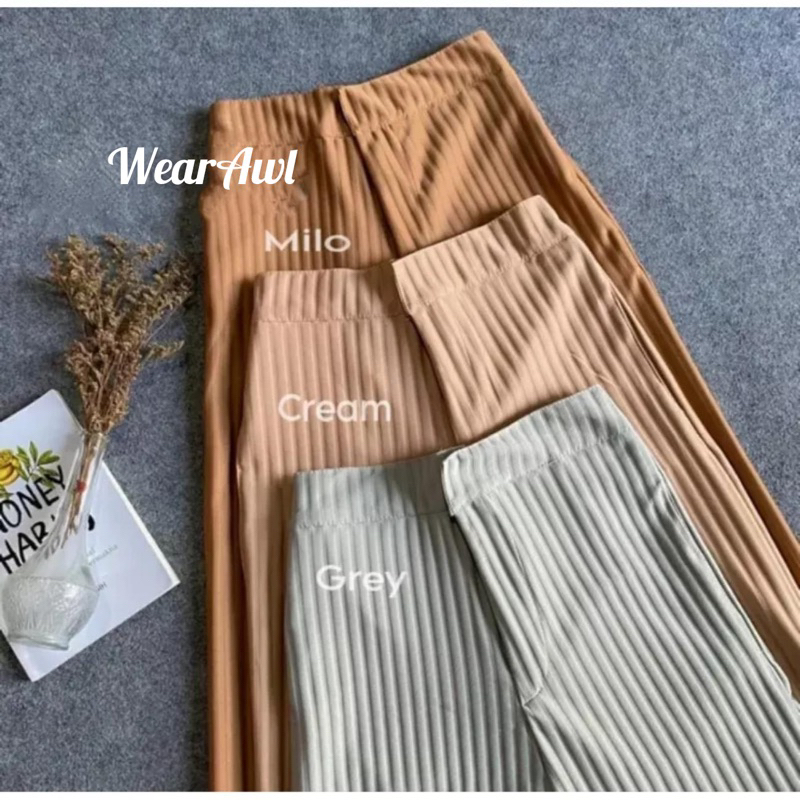 Jual Celana Kulot Knit Rib Amber Panjang - Knit Pants - Loose Pants ...