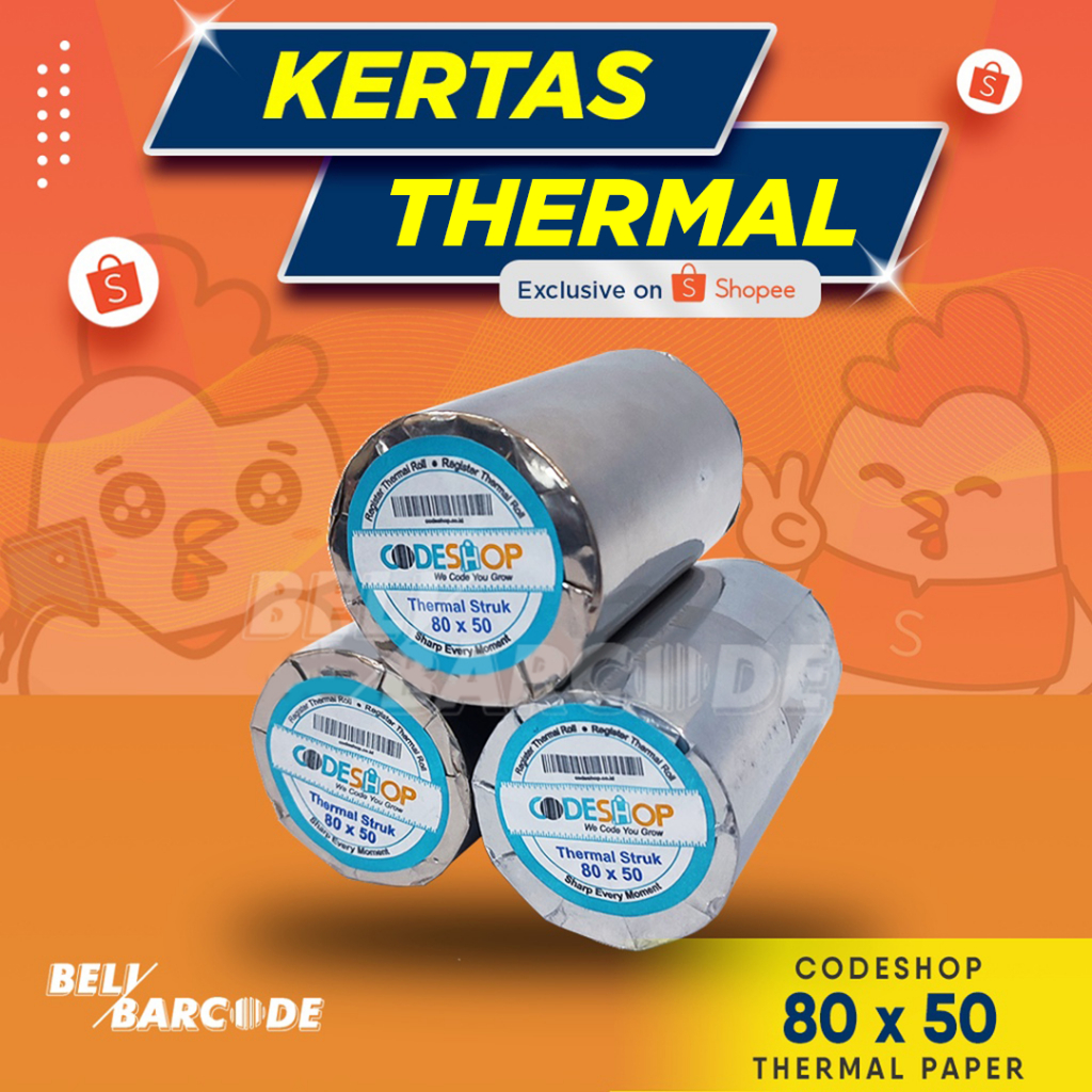 Jual Kertas Thermal 80 x 50 mm Struk Resi Merk Codeshop | Shopee Indonesia