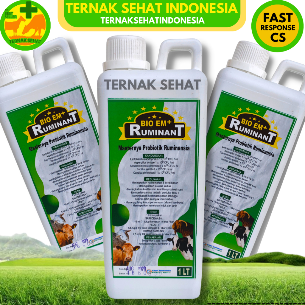 Jual BIO EM PLUS Probiotik Cair Ternak 1LT/TON Pakan Sapi Domba Kambing ...