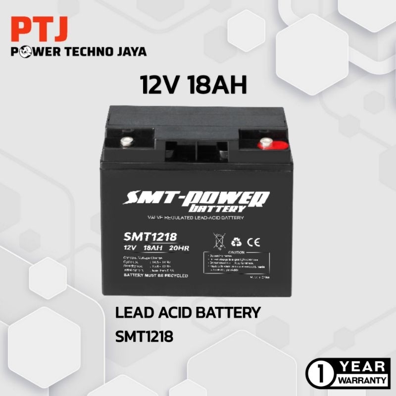 Jual SMT1218 Battery VRLA SMT Power 12V 18AH Baterai Solar Panel / Aki UPS 12V 18AH | Shopee ...