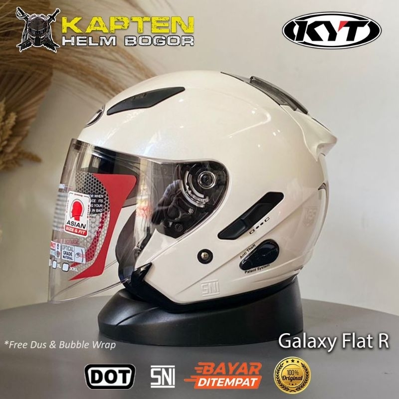 Jual HELM KYT GALAXY FLAT R SOLID-WHITE -HELM KYT HALF FACE DOUBLE ...