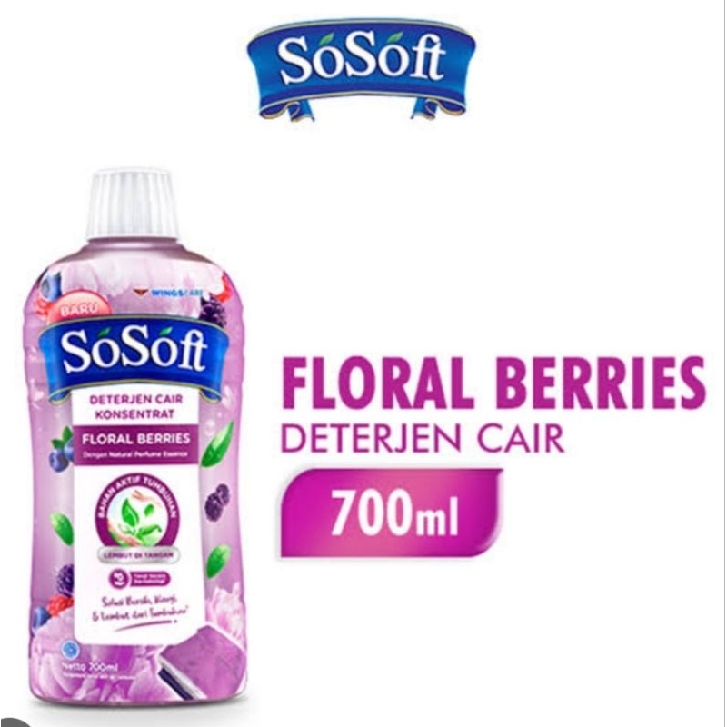 Jual SO SOFT deterjen cair konsentrat FLORAL BERRIES 700 ML (UNGU ...