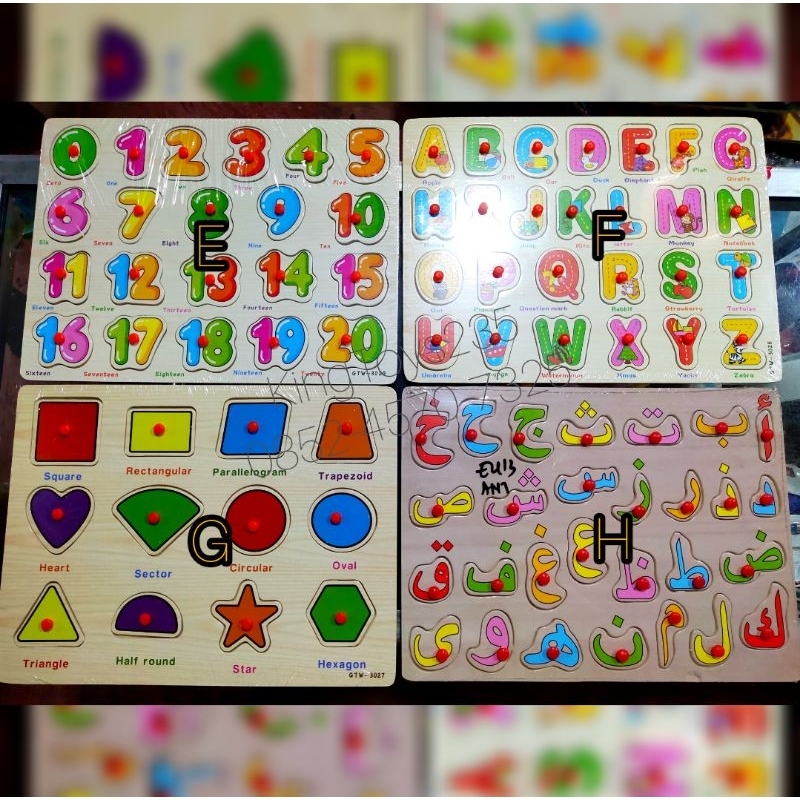 Jual Mainan Anak Puzzle Kayu Abjad ABC Gambar Binatang Hewan Kendaraan ...