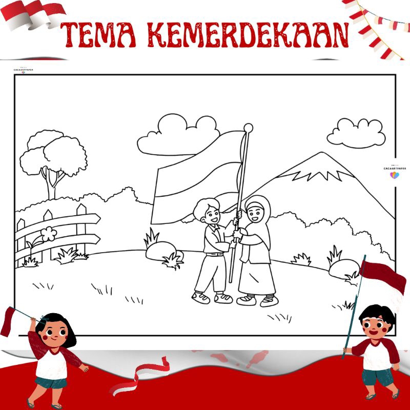 Jual KERTAS MEWARNAI / KERTAS GAMBAR / TEMA KEMERDEKAAN / A4 ...