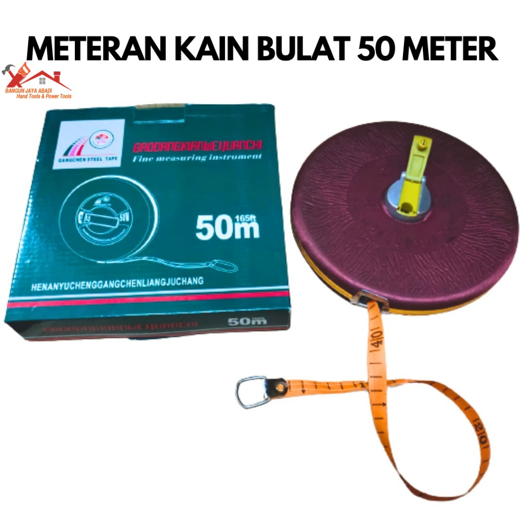 Jual Meteran Rol Bulat Kulit Kain 50 Meter Measuring Tape Roll Tanah ...