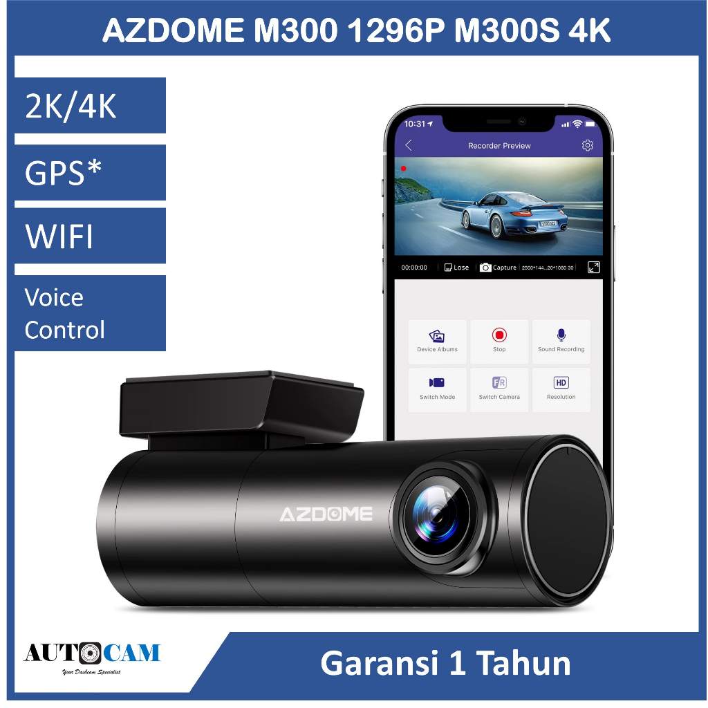 Jual AZDOME M300 2K M300S 4K Voice Control WiFi GPS Parking Monitor ...