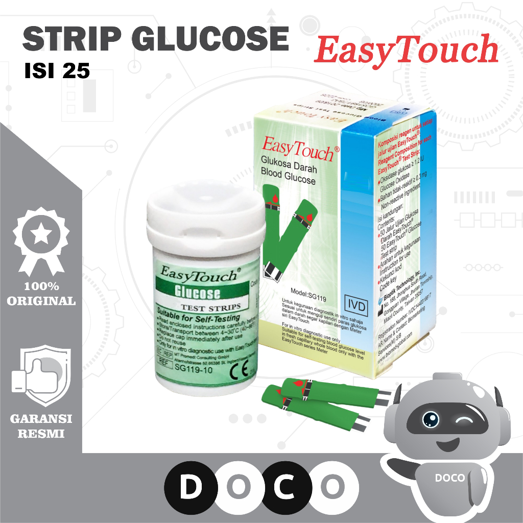 Jual Easytouch Strip Glucose Isi 25 Test Cek Gula Darah Easy Touch ...
