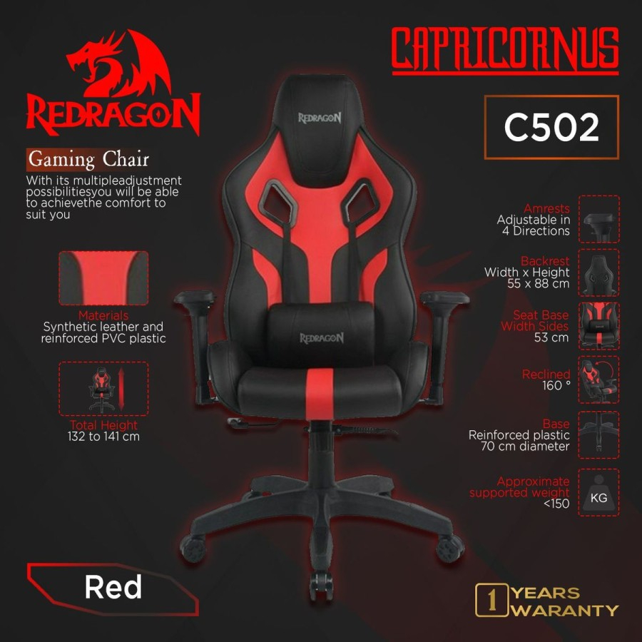 Jual Redragon CAPRICORNUS C502 Premium Quality Kursi Gaming Chair ...