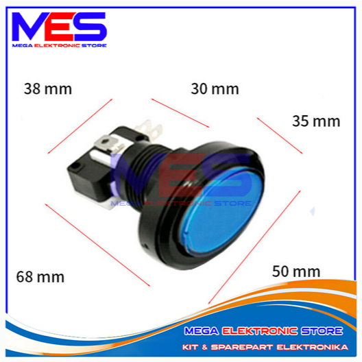 Jual Button Push Oval Illuminated 12V Arcade LED Biru | Shopee Indonesia