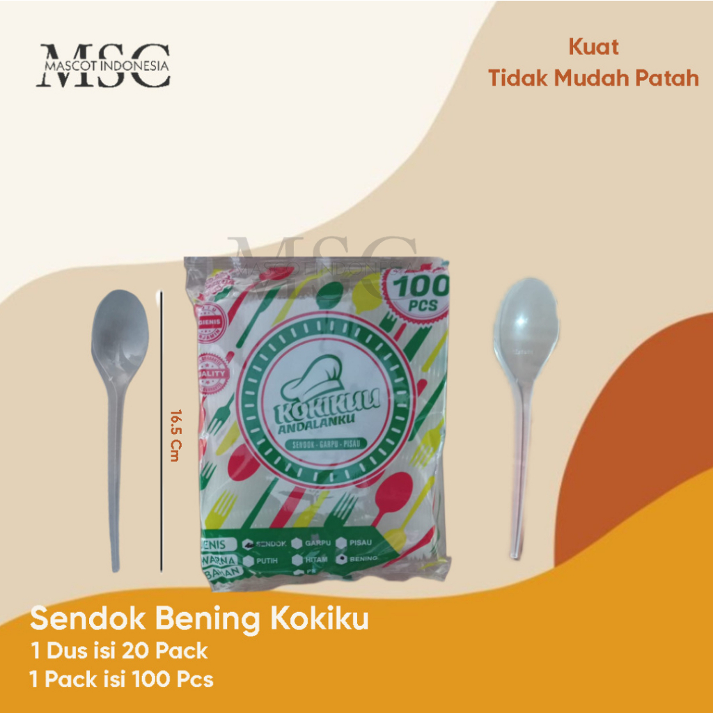 Jual Sendok Makan Panjang Bening merk KOKIKU 16,5 cm I isi 100 pcs ...