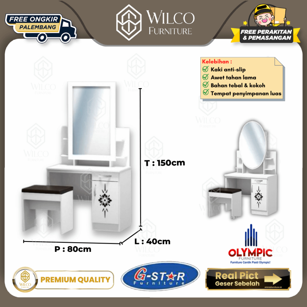 Jual Meja Rias Olympic G-Star + Cermin KARIN VHIA / Meja Rias Minimalis ...