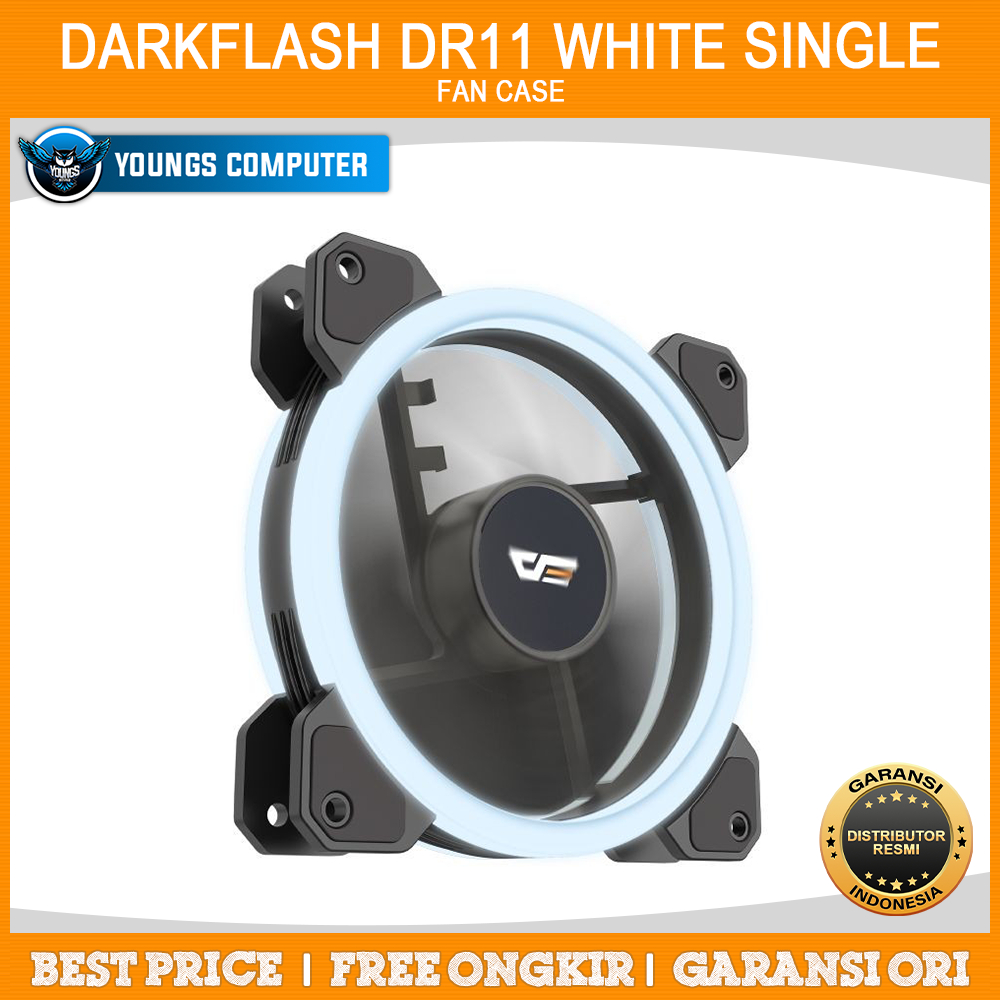 Jual AIGO DARKFLASH DR11 White LED Fan Case Ring Putih 12CM Kipas ...