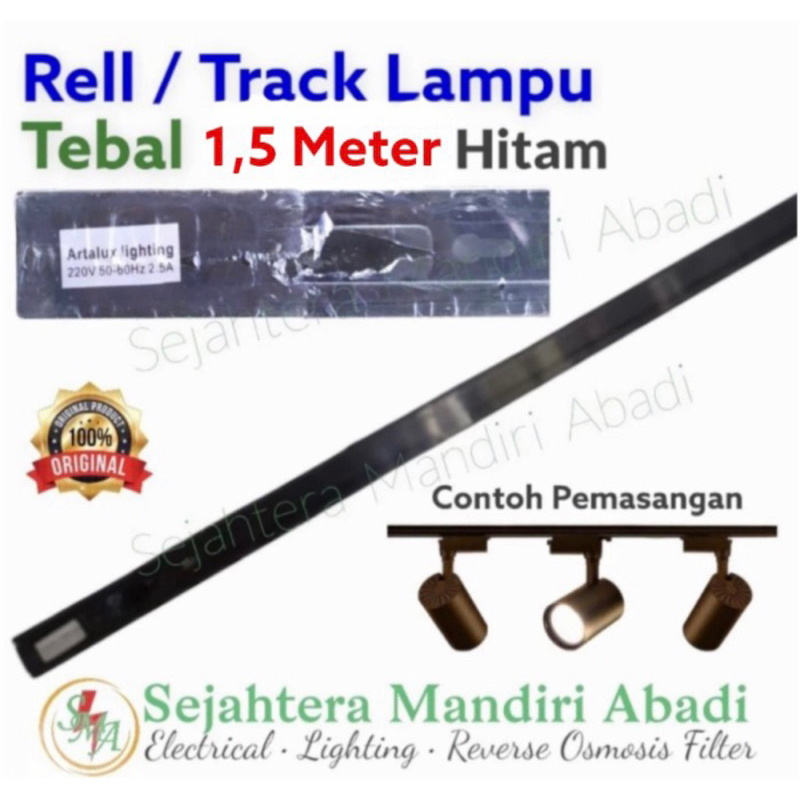 Jual Rell Lampu Artalux Bahan Tebal Track Light 1,5 Meter Hitam ...