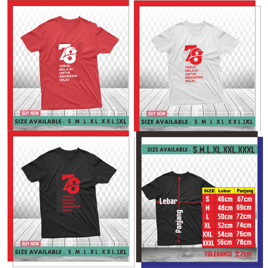 Jual Baju Kaos Tshirt Kualitas Distro/baju Agustusan/baju merdeka/baju Agustusan Indonesia 78th ...