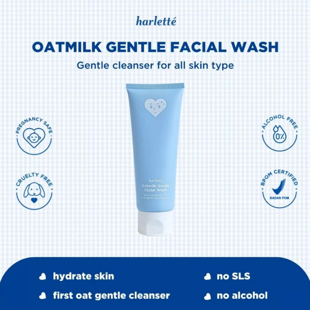 Jual Harlette Oatmilk Gentle Facial Wash | Sensitive, Dry, Combination ...